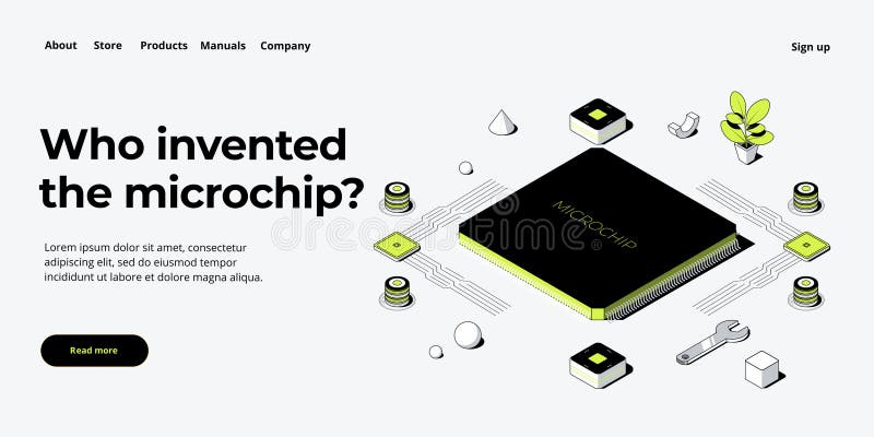 Microchip Concept Illustration in Isometric Vector Design ...