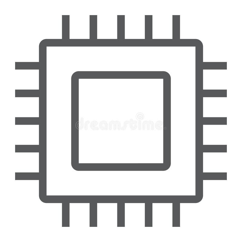 Microchip Line And Glyph Icon Electronic Stock Vector Illustration