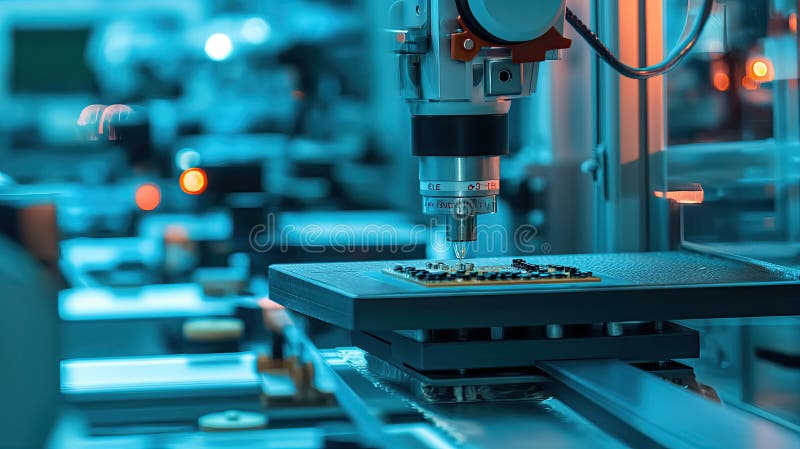 Microchip Machine Working in Factory Stock Photo - Image of digital ...