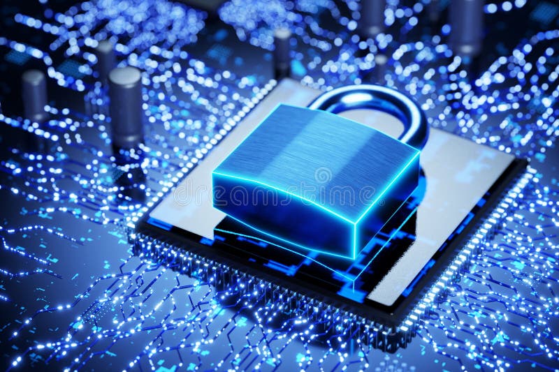 Microchip Cryptography. Cyber Security. Data Protection Concept ...