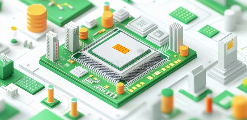 Microchip Data Display. CPU Microchip Components of Circuit Technology ...