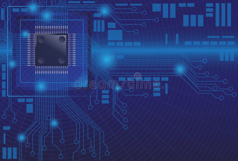 Microchip Digital Blue Background Illustration Stock Vector ...