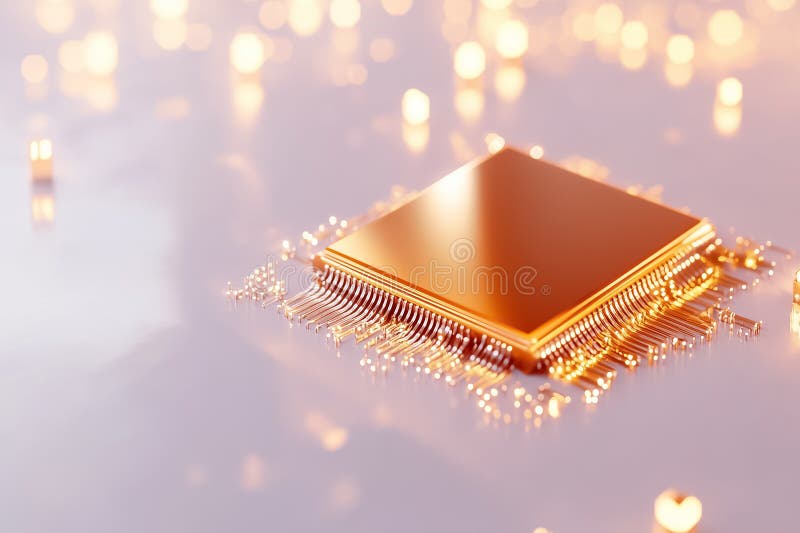 A Microchip is Displayed on a White Surface Under Gentle Lighting. the ...