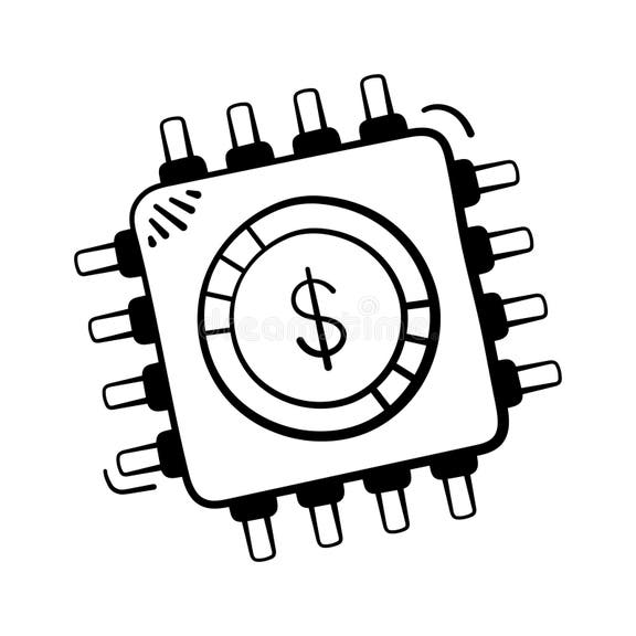 Microchip with Dollar Icon Representing Digital Finance, Fintech ...
