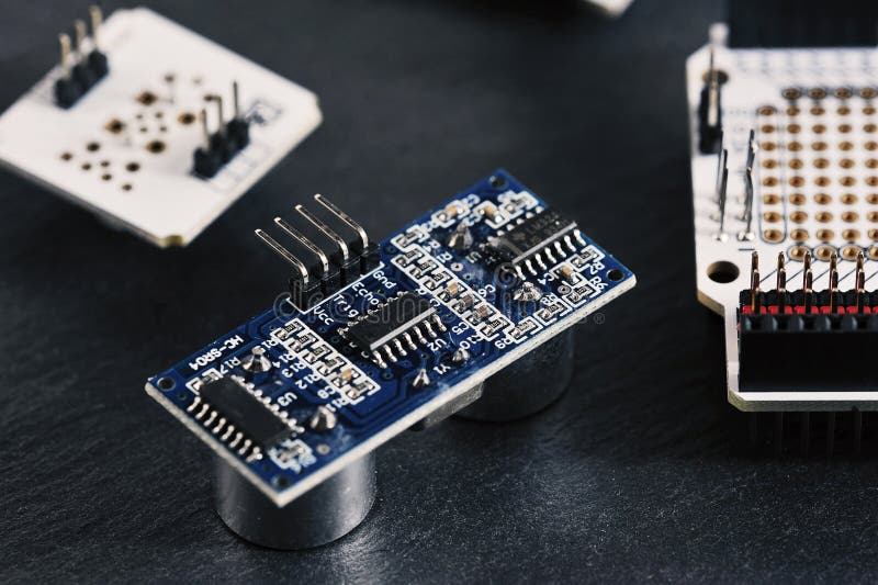 Microchip - Electronic Board with Connectors Stock Photo - Image of ...