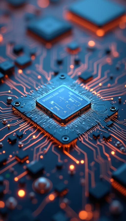 Microchip on Electronic Circuit Board Stock Photo - Image of technology ...