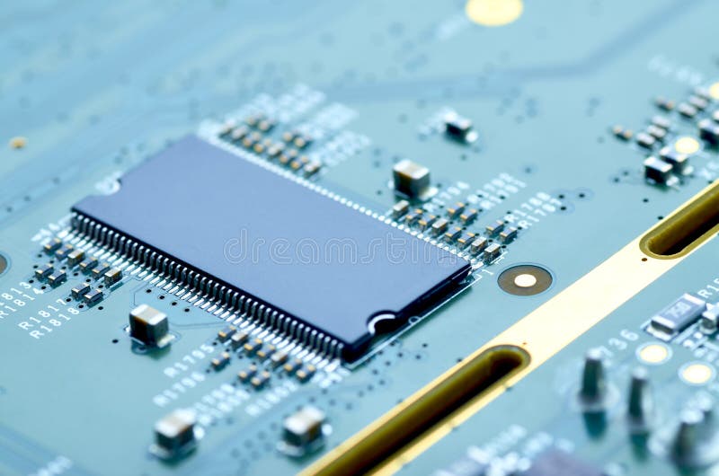 Microchip and Electronic Components on the Board Close-up Stock Image ...