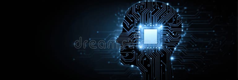 Microchip Embedded in Brain Silhouette Representing Advanced Technology and Artificial ...