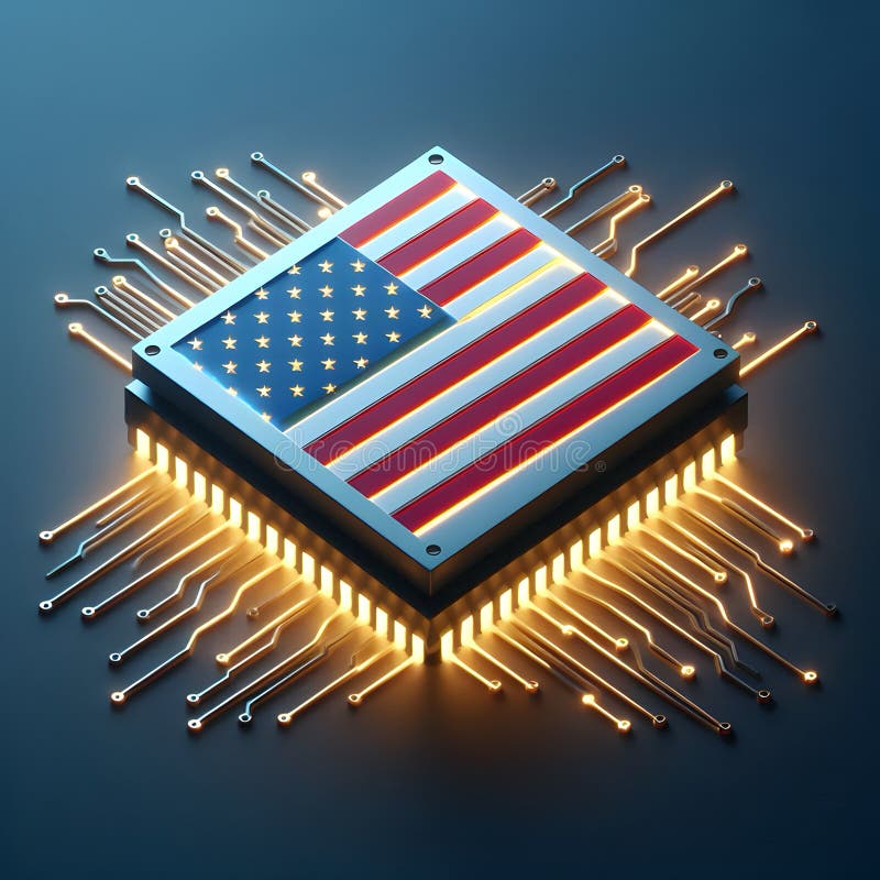 A Microchip Featuring an American Flag, Representing the Integration U ...