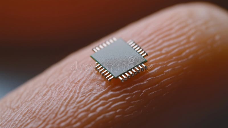 Microchip Implanted on Fingertip, Exploring Future Technologies Stock ...