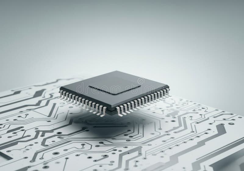 Microchip Floating Above a Circuit Board, Symbolizing Technology and ...
