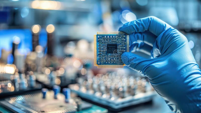 The Microchip in Gloved Hand.AI Generated Image Stock Photo - Image of ...