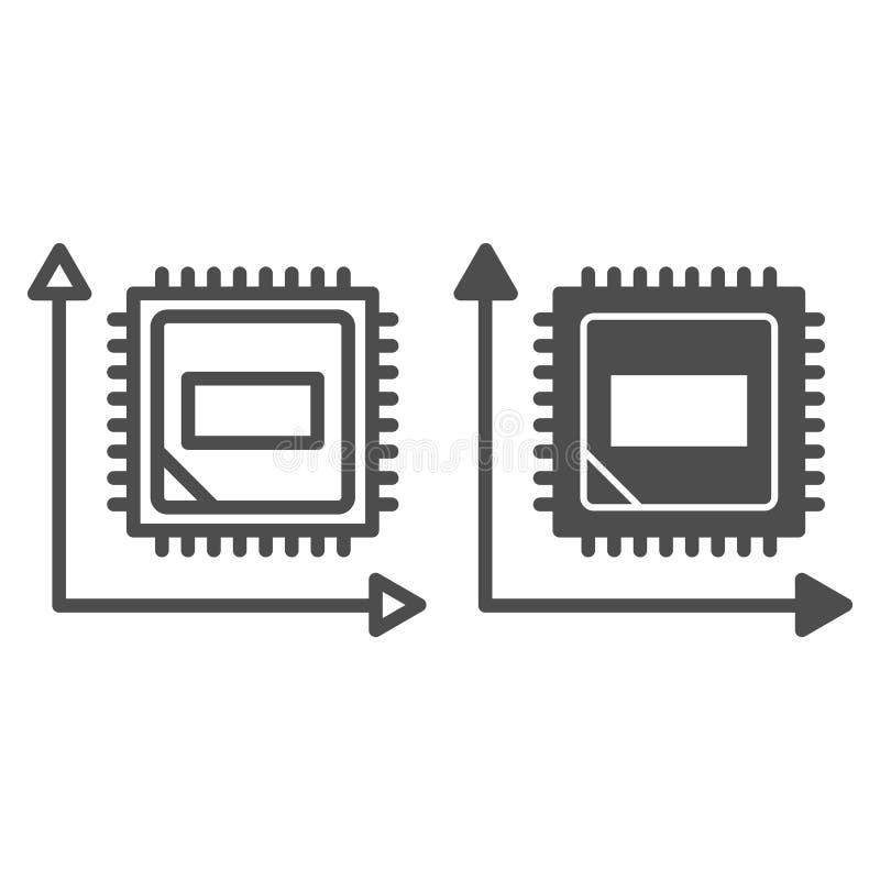 Microcircuit Line Icon. Car Electronics Vector Illustration Isolated on ...