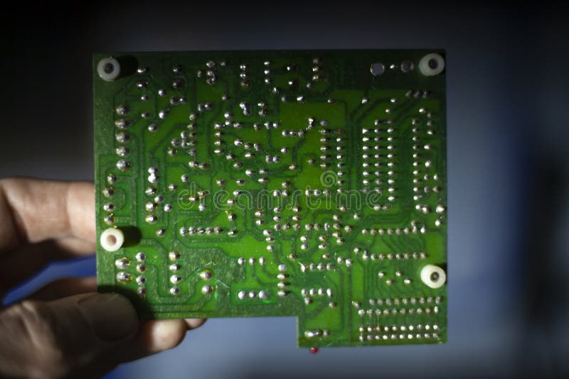 Microchip in the hand. stock image. Image of printing - 179059091