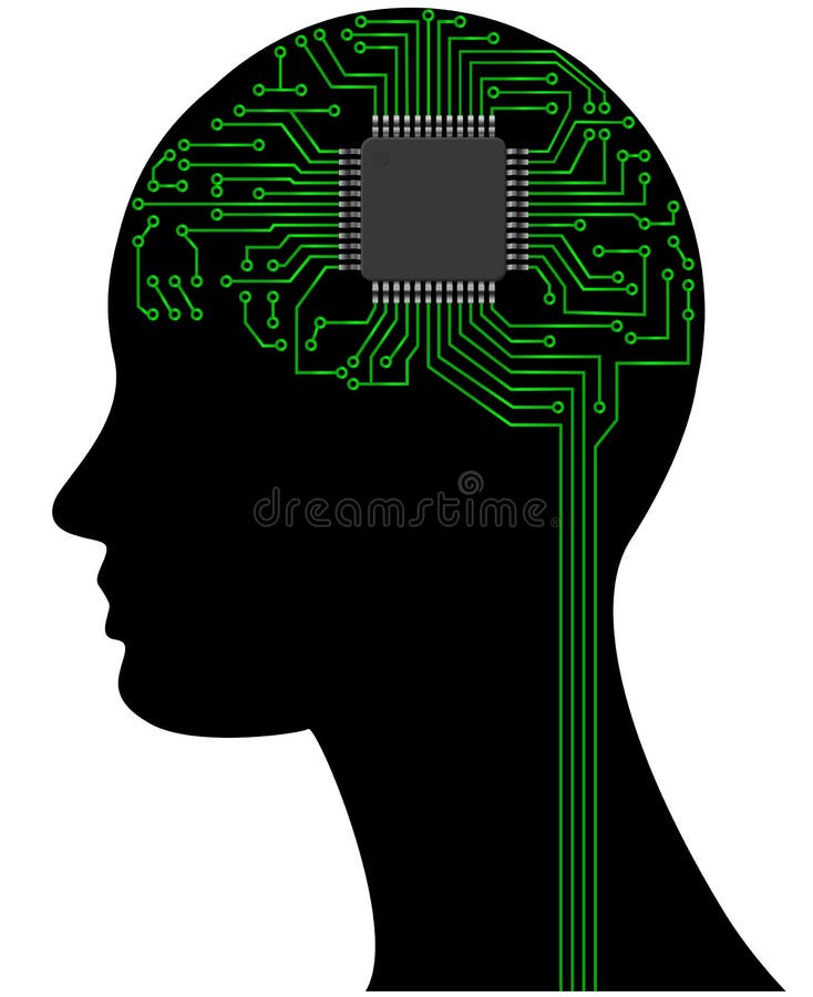 Microchip brain stock vector. Illustration of computer - 32093698