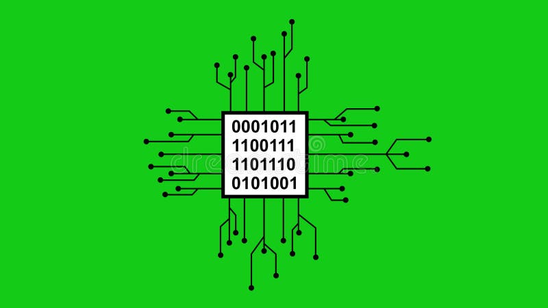 Animation Of Binary Coding And Human Brain Icon Against Computer Server
