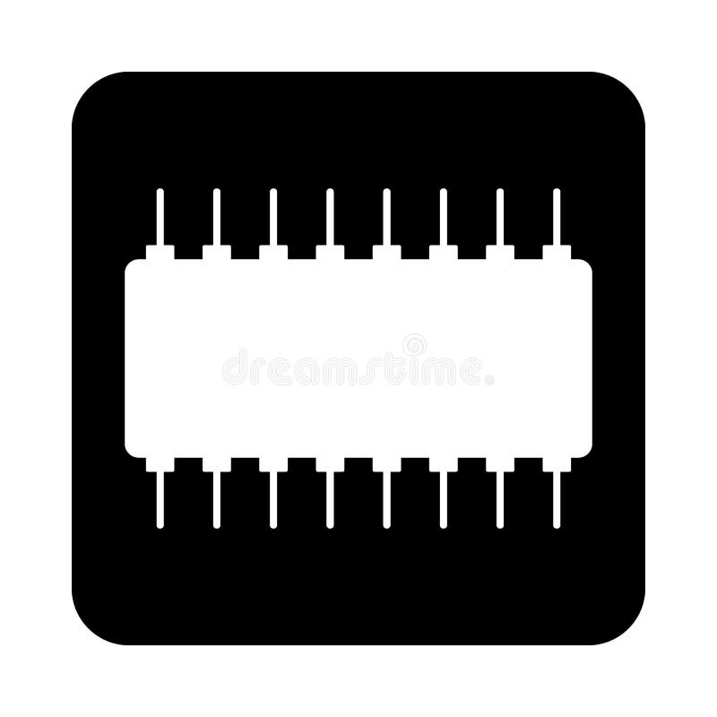 Microchip icon on white stock illustration. Illustration of computer ...