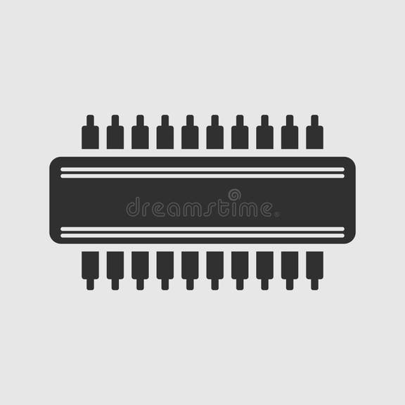 Microchip Icon. Microprocessor. Semiconductor Stock Vector - Illustration of isolated, black ...