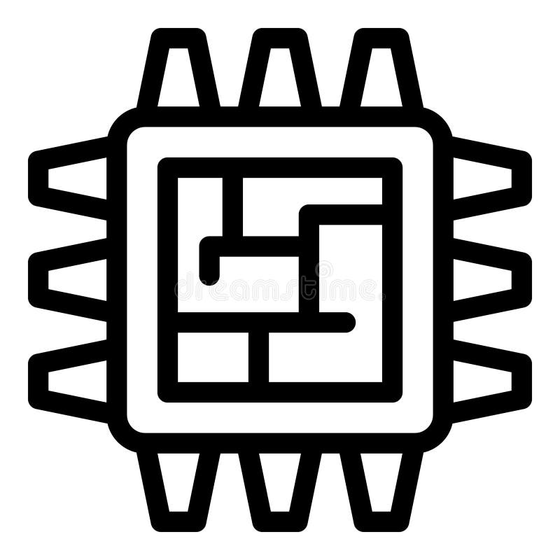 Microchip Icon Showing Printed Circuit Board and Pins Stock ...