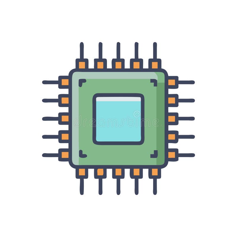 Microchip Icon. CPU, Central Processing Unit, Computer Processor, Chip ...