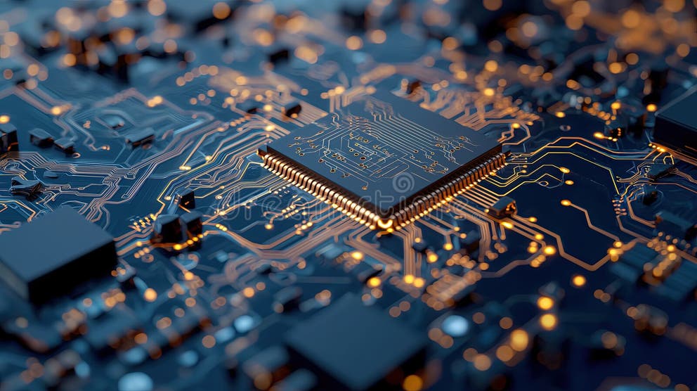 Microchip on an Integrated Circuit Stock Photo - Image of chip ...