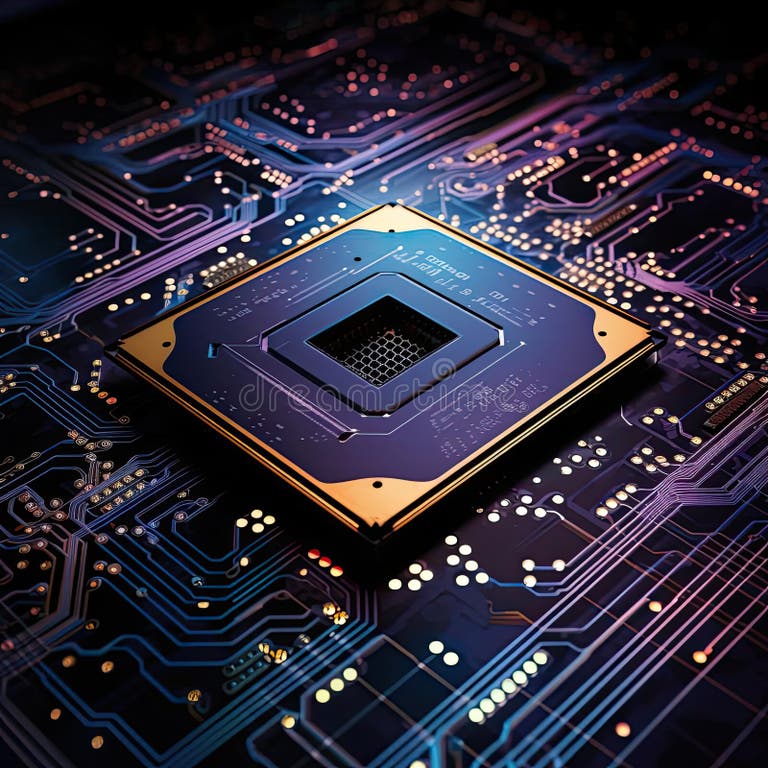 Microchip on an Integrated Circuit Stock Illustration - Illustration of ...