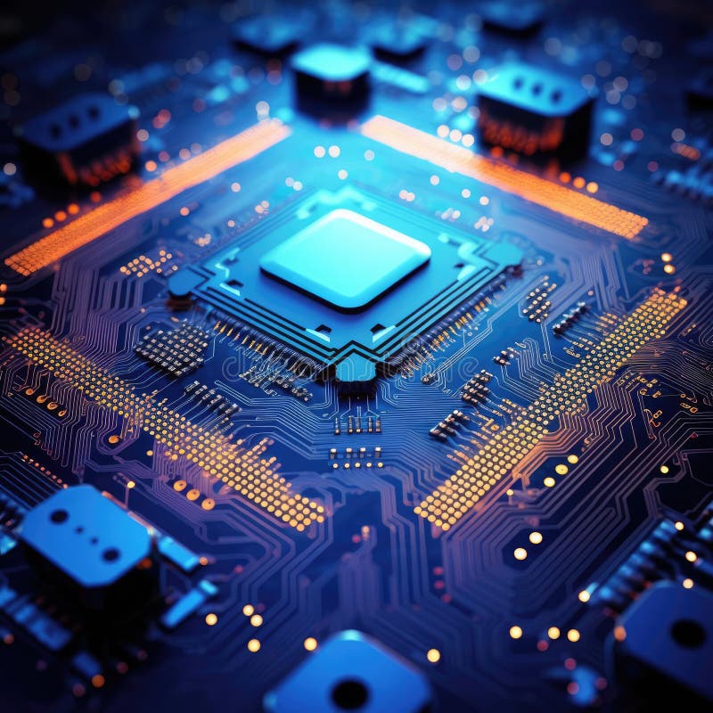 Microchip on an Integrated Circuit Stock Illustration - Illustration of ...