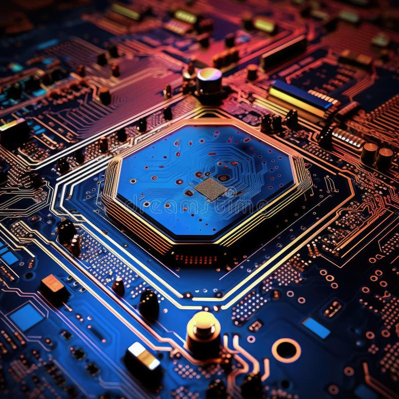 Microchip on an Integrated Circuit Stock Illustration - Illustration of ...