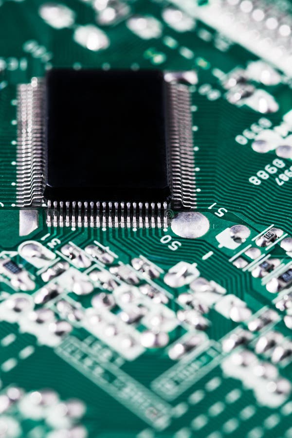 Microchip Integrated on Green Motherboard Computer Science Stock Image ...