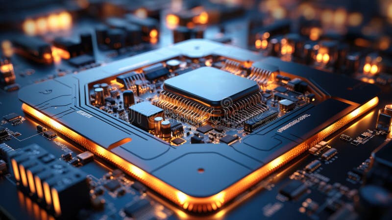 Microchip Integrated on Motherboard, Electronic Circuit Board Close Up ...