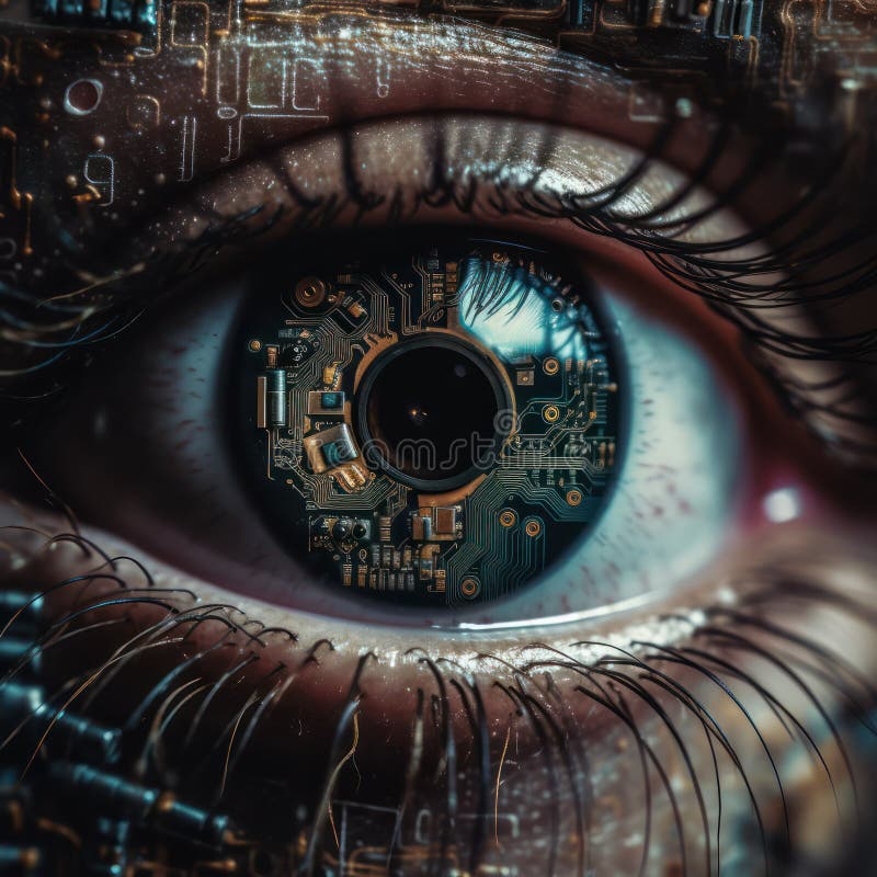 Microchip Integration into the Human Eye Stock Illustration ...