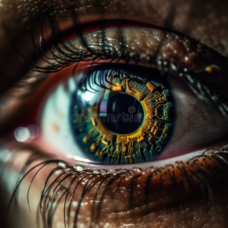 Microchip Integration into the Human Eye Stock Illustration ...