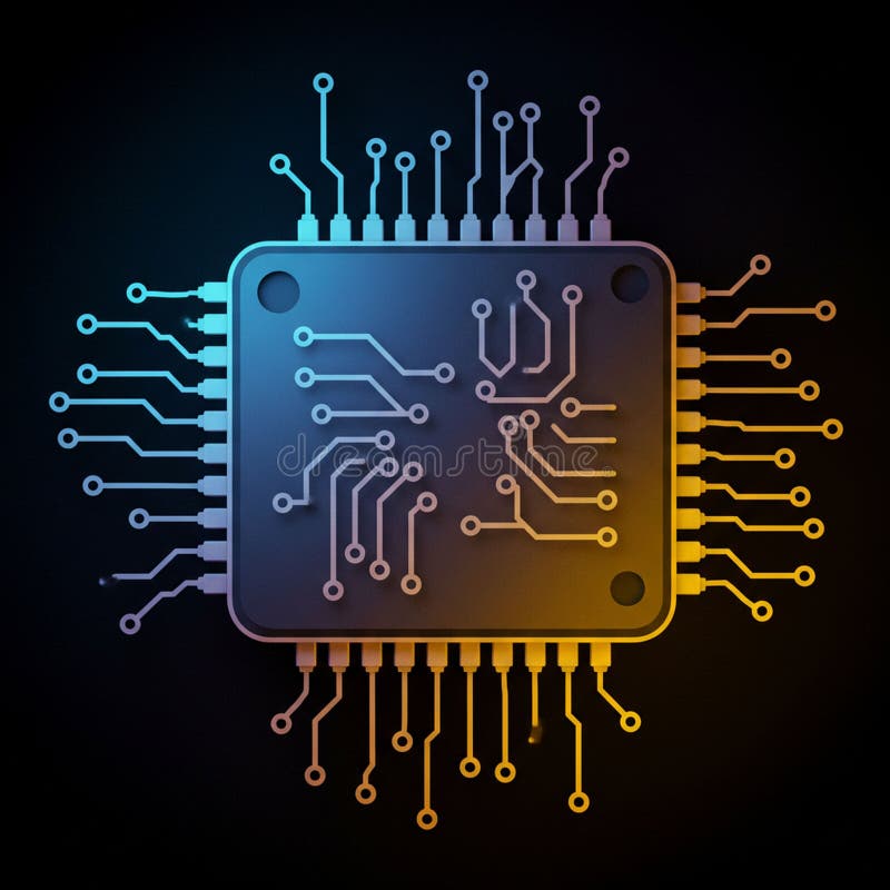 A Microchip with Intricate Circuit Lines Extending in All Directions ...