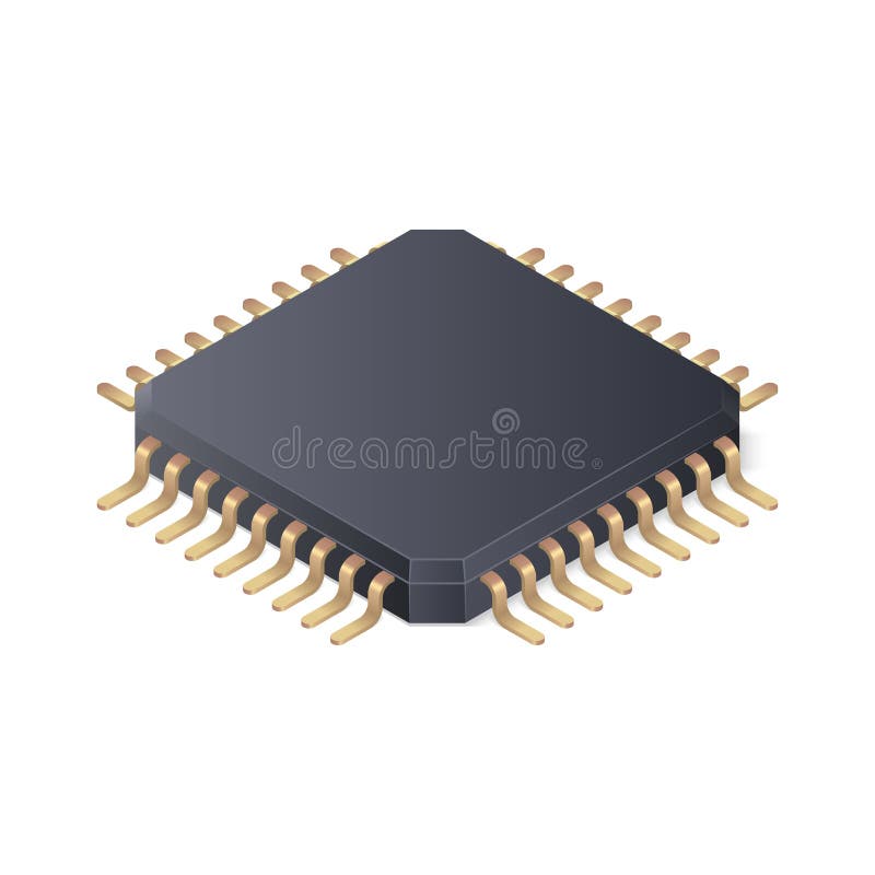 Microchip Isometric Art with Matrix Stock Vector - Illustration of ...
