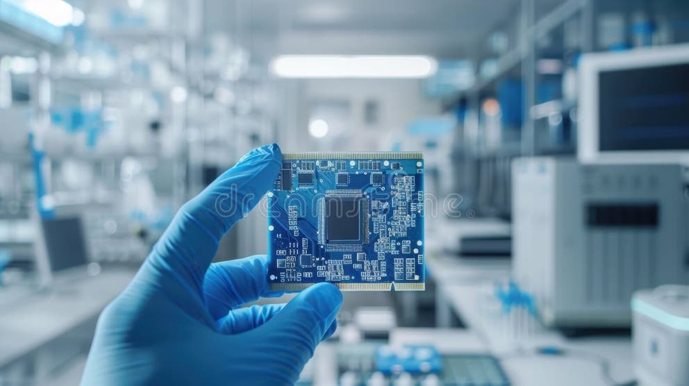 The Microchip in Laboratory.AI Generated Image Stock Photo - Image of ...