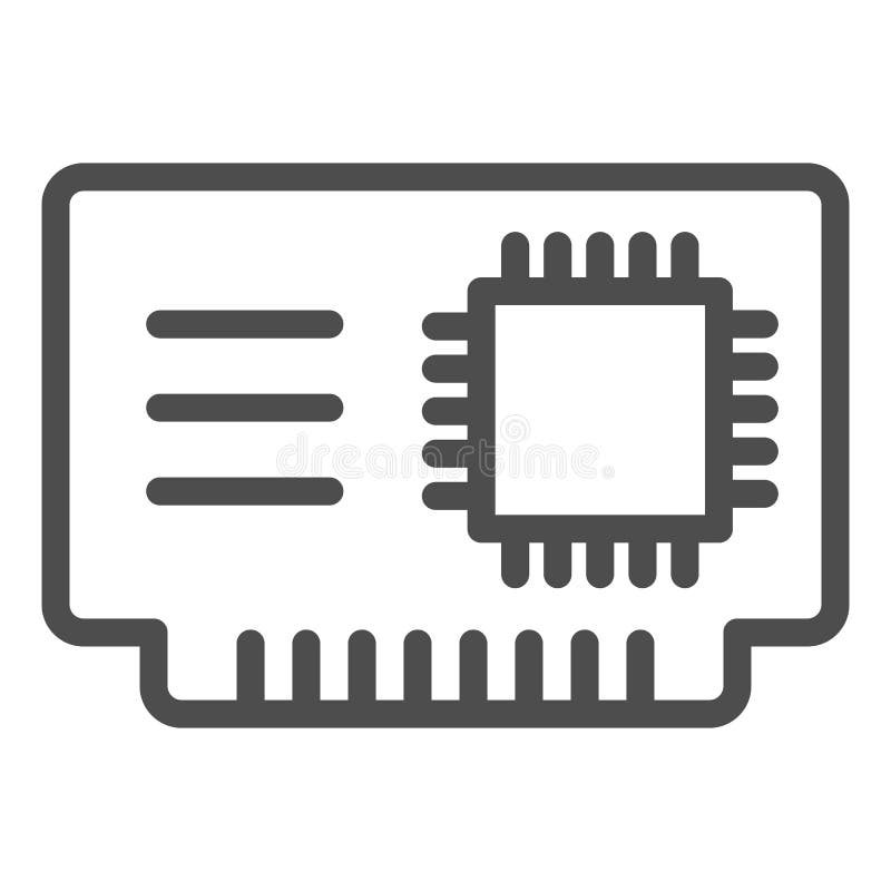 Microchip Line Icon. Cpu Vector Illustration Isolated on White. Chip ...