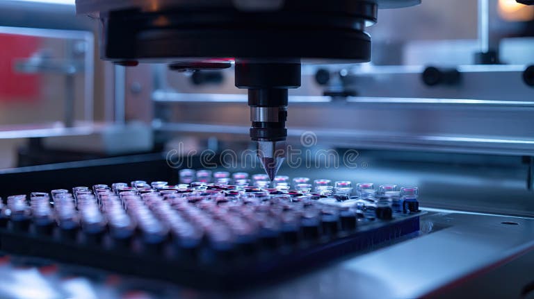 Microchip Machine Working in Factory Stock Illustration - Illustration ...