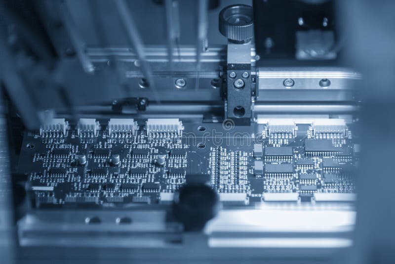 The Assembly Line of Electronic Board with Microchip Stock Photo ...