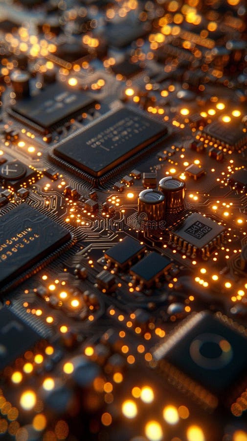 Microchip, Metallic Traces, Tiny Components, Arranged Meticulously on a ...