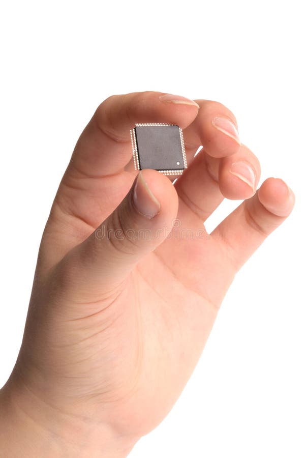 Microprocessor on Girls Fingertip Stock Image - Image of fingertip ...