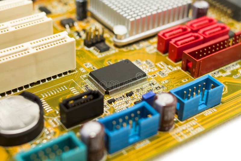 Microchip on motherboard stock photo. Image of detail - 82654644