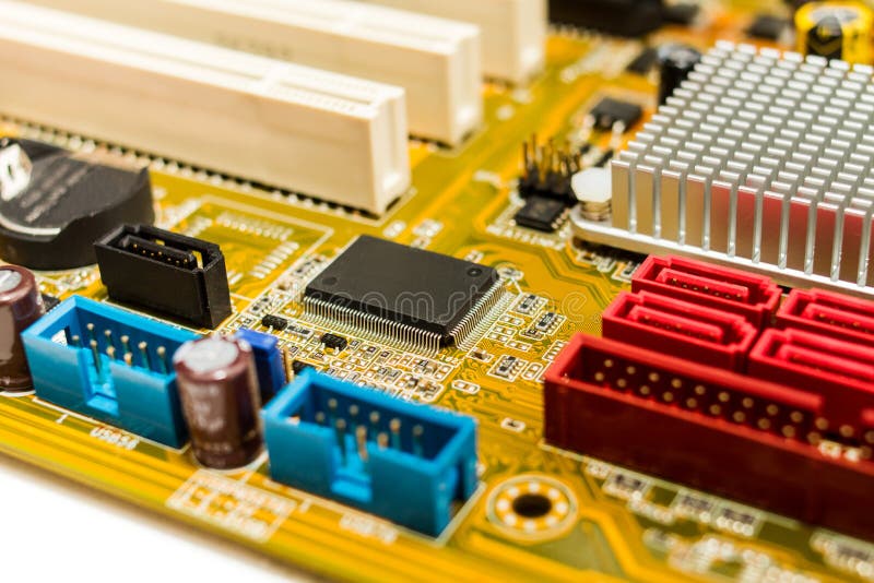 Microchip on motherboard stock image. Image of component - 83046687