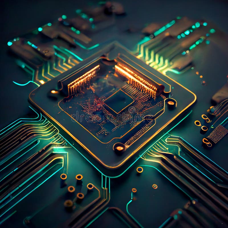Microchip on the Motherboard with Glowing Eletronic Circuits Stock ... Microchip on the Motherboard with Glowing Eletronic Circuits Stock ...