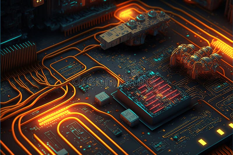 Microchip on the Motherboard with Glowing Eletronic Circuits Stock ... Microchip on the Motherboard with Glowing Eletronic Circuits Stock ...
