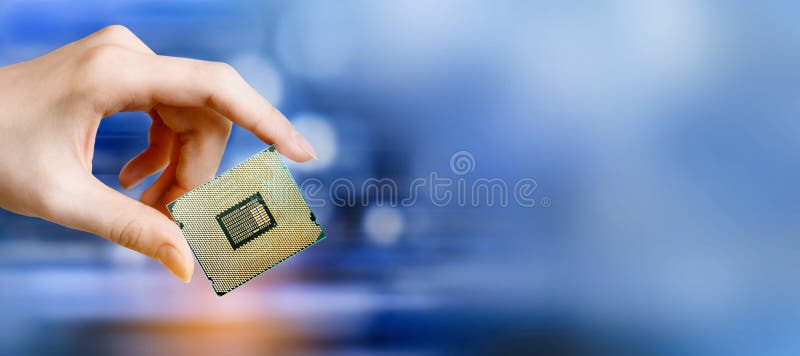 Microchip of a New Generation Processor in a Woman& X27;s Hand Stock ...