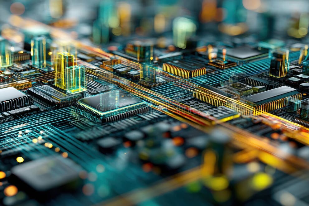 Microchip Pattern Transforming into Urban City Layout Showcasing ...