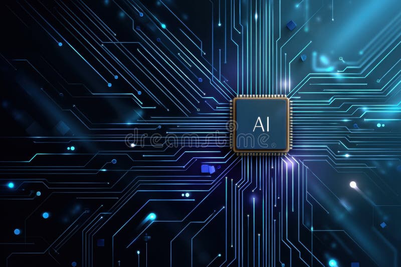 Stylized Microchip Labeled AI at Center with Minimal Technical ...