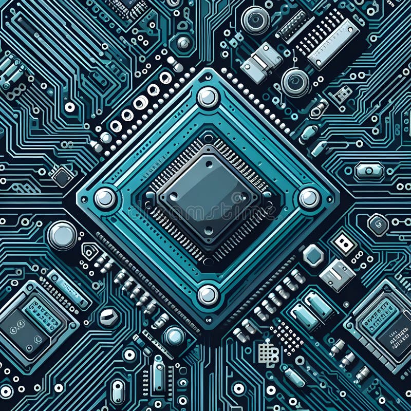 Microchip Processor Tech Hand Drawn Illustration Stock Illustration ...