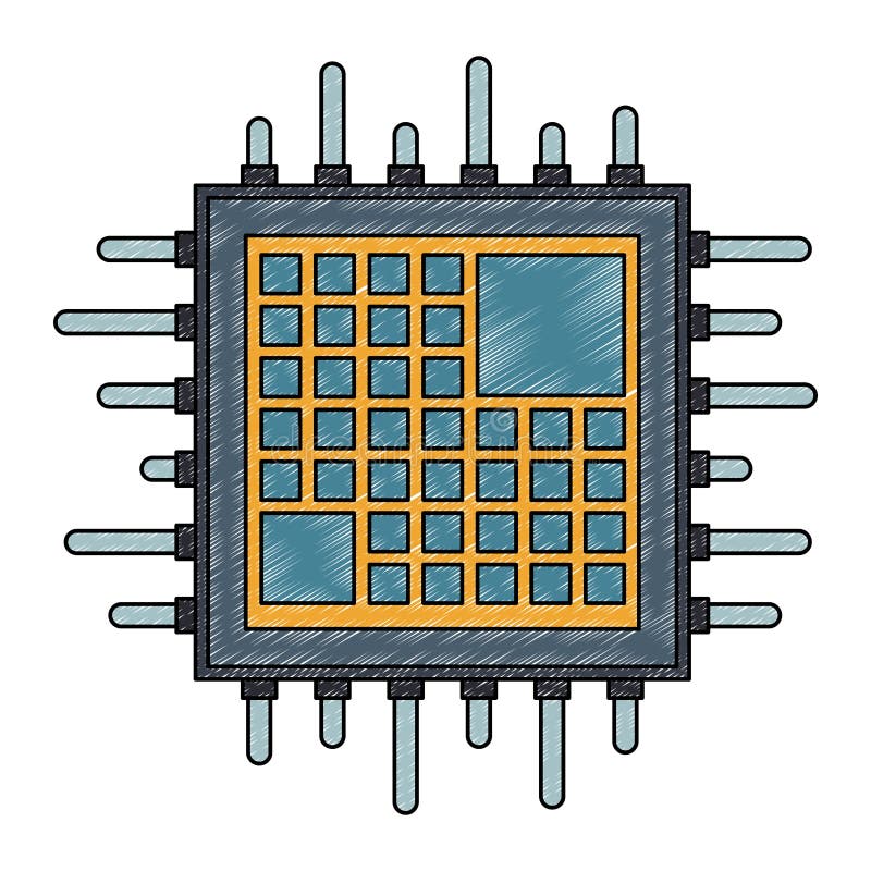 Microchip Processor Technology Scribble Stock Vector - Illustration of ...