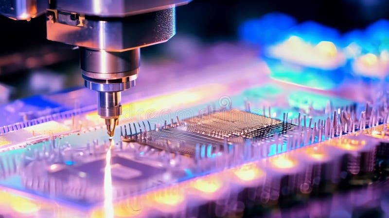 Microchip Production Printing Processor CPU Component AI Video Memory Storage Microelectronics ...